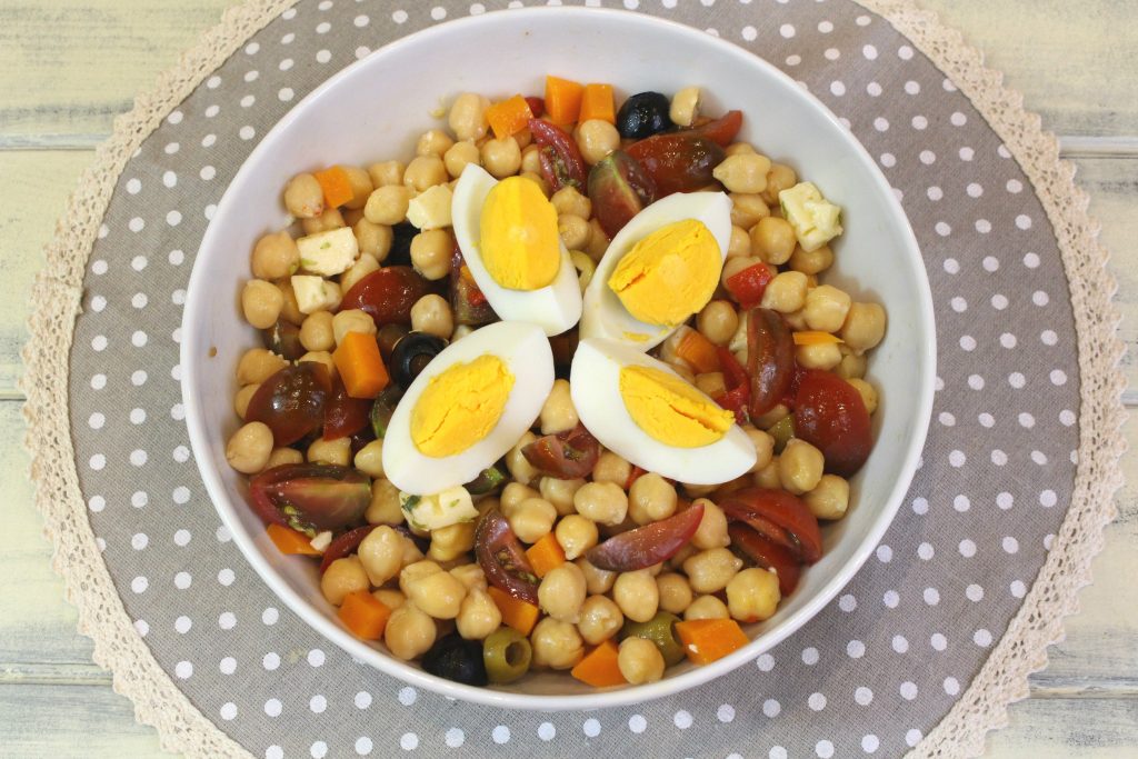 Ensalada de garbanzos - Receta fácil y nutritiva - Saltando la dieta